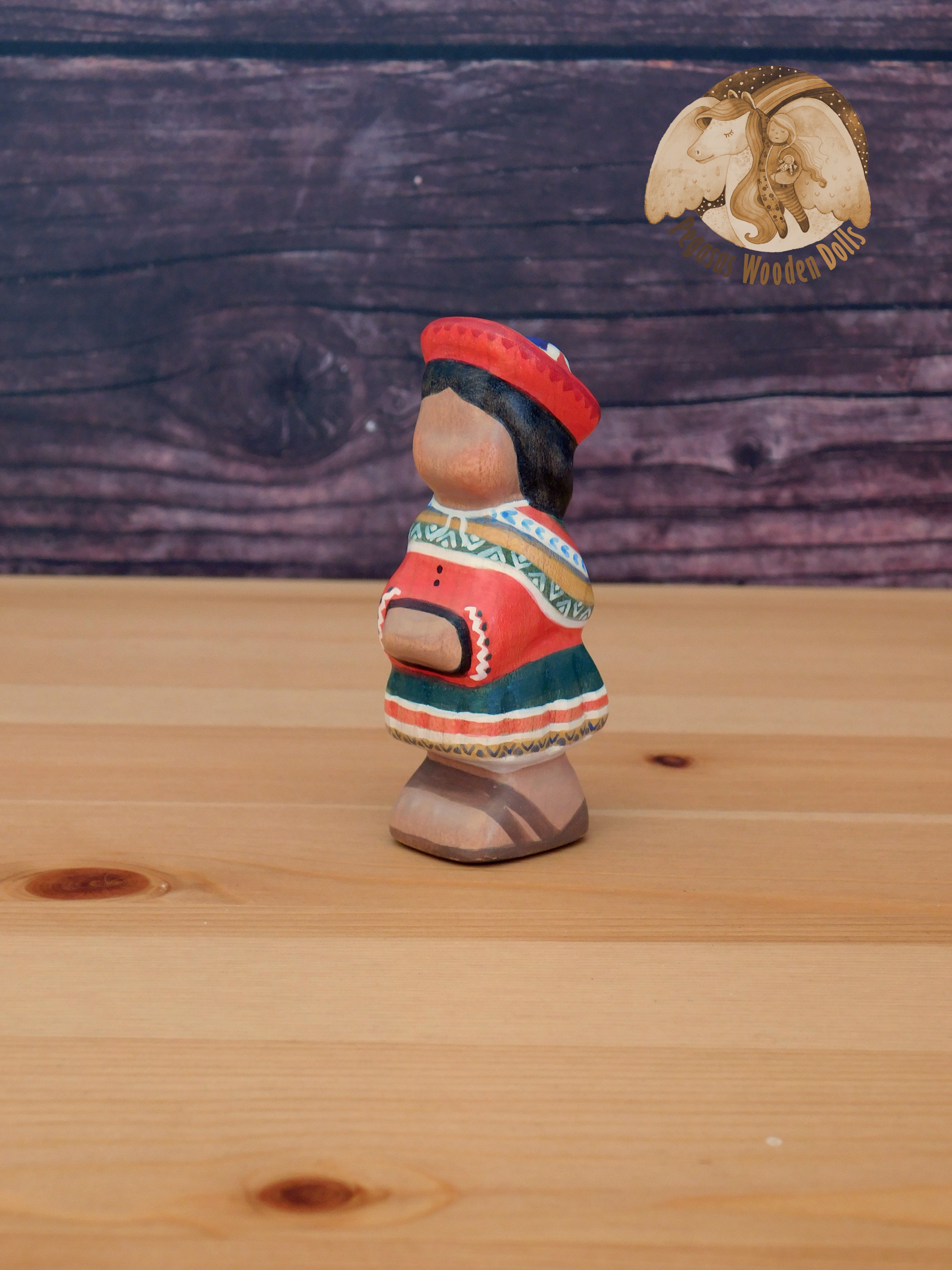 Wooden Peruvian Younger Girl – Pegasus Wooden Dolls